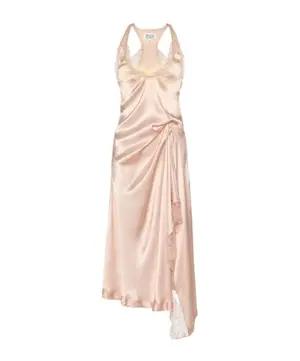 MAISON MARGIELA Silk Lace Slip Midi Dress - Blush