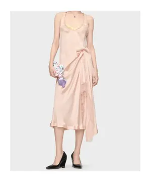 MAISON MARGIELA Silk Lace Midi Dress - Blush