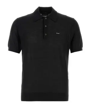 Prada Short-sleeved Knit Polo Shirt - Black