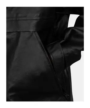 Stone Island Zip-up Hooded Leather Jacket