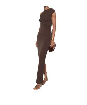 P.a.r.o.s.h One-shoulder Draped Maxi Dress - Brown
