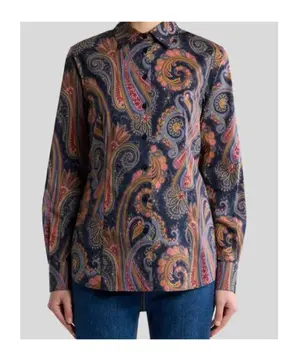 Etro Stretch Cotton Poplin Shirt With Paisley Motif
