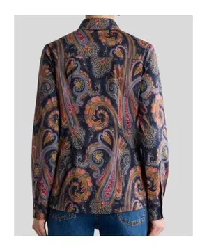 Etro Stretch Cotton Poplin Shirt With Paisley Motif