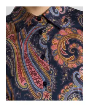Etro Stretch Cotton Poplin Shirt With Paisley Motif