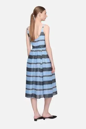 EMILIA WICKSTEAD Eglantine Dress In And Black Striped Textured Organza - Blue