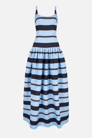 EMILIA WICKSTEAD Striped Taffeta Faille Maxi Dress - Blue