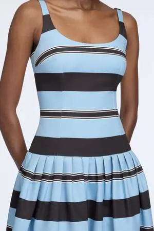 EMILIA WICKSTEAD Striped Taffeta Faille Maxi Dress - Blue