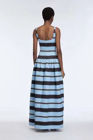 EMILIA WICKSTEAD Striped Taffeta Faille Maxi Dress - Blue