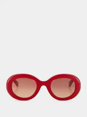 EMMANUELLE KHANH Oval Sunglasses With Gold-plated Logo - Red