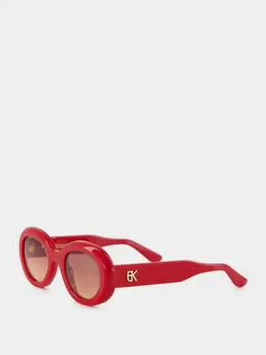 EMMANUELLE KHANH Oval Sunglasses With Gold-plated Logo