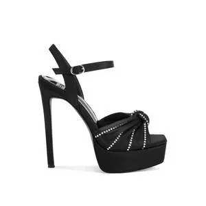 RAG & CO Margala Knotted Rhinestone Embellished Sandals In By - Black