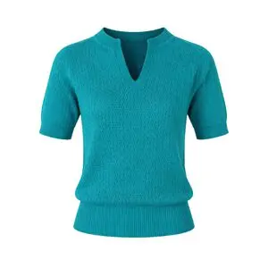 SACHA DRAKE Henley Knit Top In Sea - Green