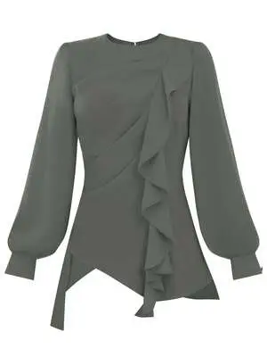 TIA DORRAINE Dress To Impress Asymmetric Blouse - Grey