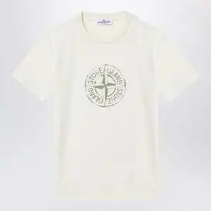 Stone Island Cotton T-shirt With Logo Print - Beige