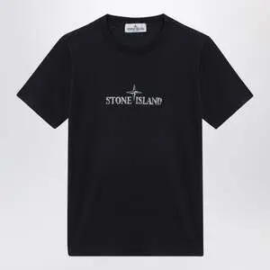 Stone Island Cotton T-shirt With Logo Print - Black