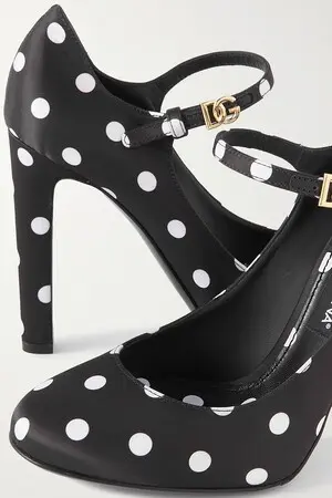 Dolce & Gabbana Bianca Polka Dot Satin Mary Jane Pumps
