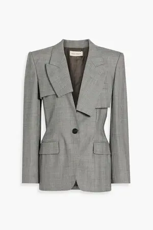 Alexander McQueen Asymmetric Checked Wool Blazer