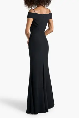Alexander McQueen Coldshoulder Satintrimmed Crepe Gown