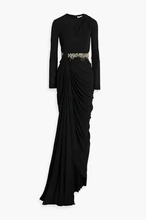 Alexander McQueen Embellished Jersey Gown - Black