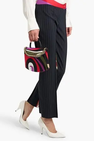 Emilio Pucci Studded Printed Silktwill Tote