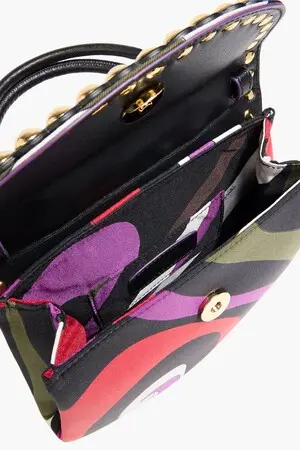 Emilio Pucci Studded Printed Silktwill Tote