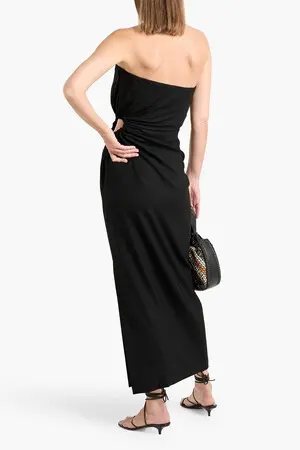 Max Mara Silva Strapless Cutout Wool, Mohair And Silkblend Maxi Dress
