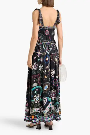 Camilla Embellished Printed Linen And Silk-blend Maxi Dress