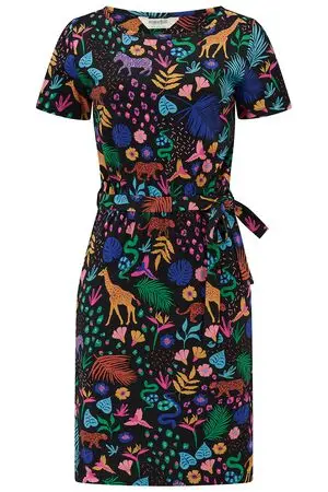 SUGARHILL BRIGHTON Terri Jersey Mini Dress Multi, Jungle Spirit - Black