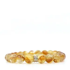 SHAR OKE Citrine And Cubic Zirconia Bracelet With 18k Gold Plated Brass Accent - Gold/yellow