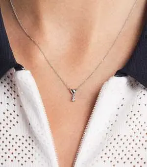 ASTRID & MIYU White Gold And Topaz Heart Necklace