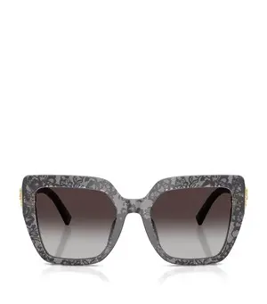 Dolce & Gabbana Lace Print Square Sunglasses - Grey