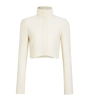 Alaïa Wool Curved-hem Cropped Jacket - Ivory