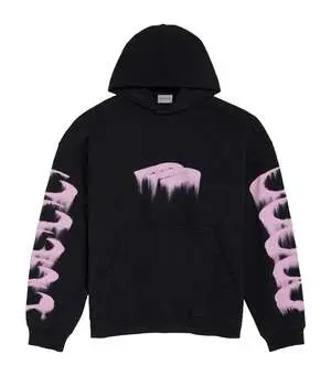 Balenciaga Cotton Wet Brush Hoodie - Black