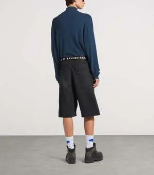 Balenciaga Belted Oversized Denim Shorts