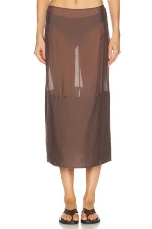 L'academie Cecille Midi Skirt - Mocha
