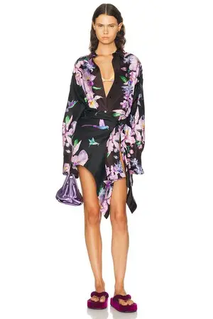 Attico Floral Shirt In Black