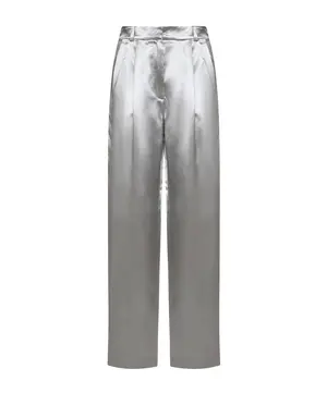 LOULOU STUDIO Vione Silk-blend Trousers - Gray