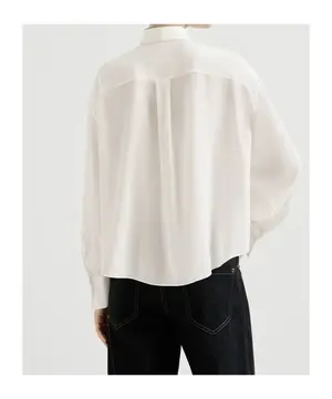 Brunello Cucinelli Long Sleeved Curved Hem Shirt - White