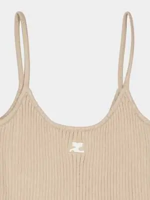 COURREGES Ribbed-knit Sleeveless Tank Top - Beige