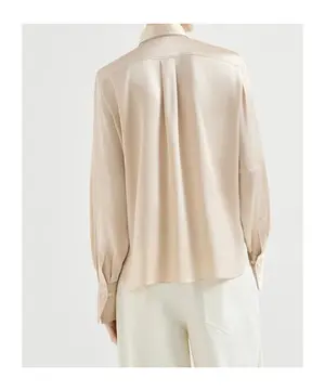 Brunello Cucinelli Stretch Silk Satin Shirt With Monili