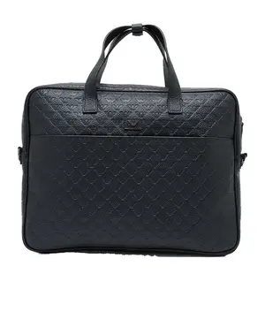 Emporio Armani Logo Debossed Briefcase - Black
