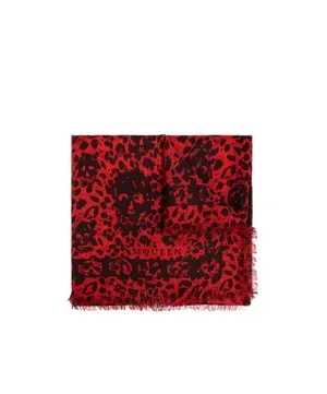 Alexander McQueen Leopard Printed Fringed-edge Scarf