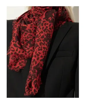 Alexander McQueen Leopard Printed Fringed-edge Scarf