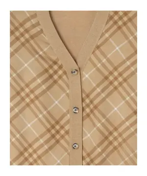 Burberry Check Panel Buttoned Cardigan