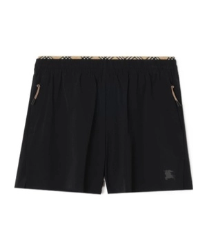 Burberry Stretch Nylon Shorts With Check Trim - Black