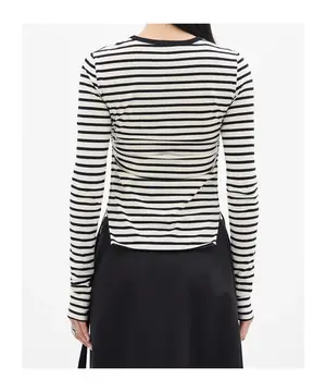 ANN DEMEULEMEESTER Striped Cropped Long Sleeve Top With Side Cutouts