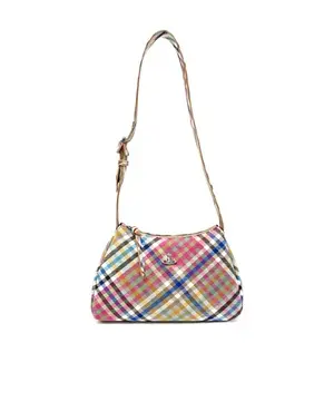 VIVIENNE WESTWOOD Heather Check Wool Kate Shoulder Bag