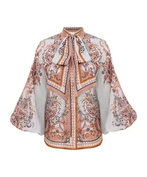 Zimmermann Aster Tie Neck Blouse - Multicolor