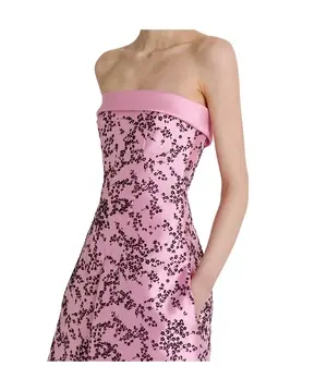 Alberta Ferretti Strapless Midi Dress In Floral Mikado