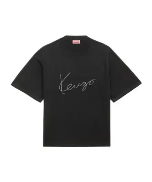 Kenzo Logo Embroidered Crewneck T-shirt - Black